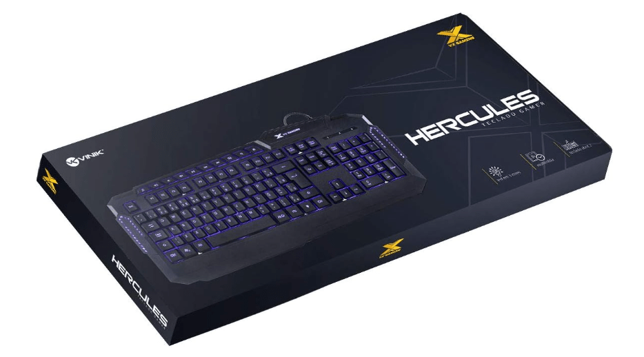 TECLADO GAMER USB 1,8M HERCULES GT200 PRETO C/LED - Conecta Informática